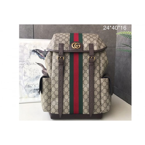 Gucci 598140 Ophidia GG medium backpack Beige/ebony GG Supreme canvas ...