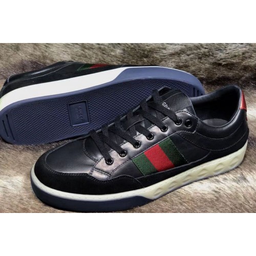 Gucci 386750 Ace leather sneaker and shoes Black Leather - iReplicaBags ...