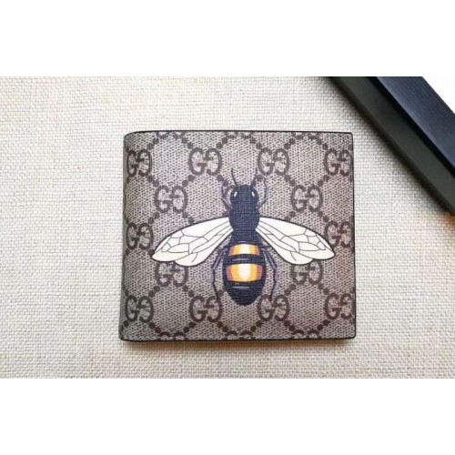 Gucci 451268 Bee print GG Supreme wallet - iReplicaBags | Replica Louis ...